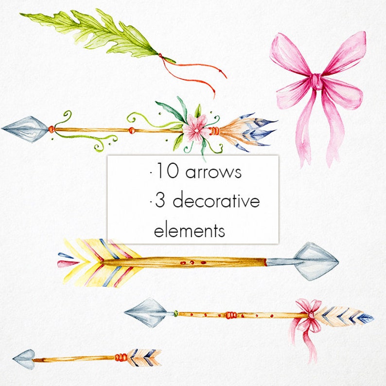 Watercolor Arrows Clipart, Hand Drawn Arrows Clip Art, Watercolor ...