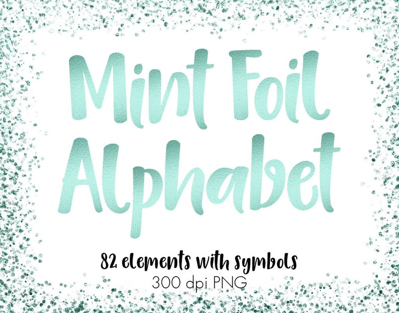 Mint Green Alphabet Clip Art Mint Foil Alphabet Mint - Etsy