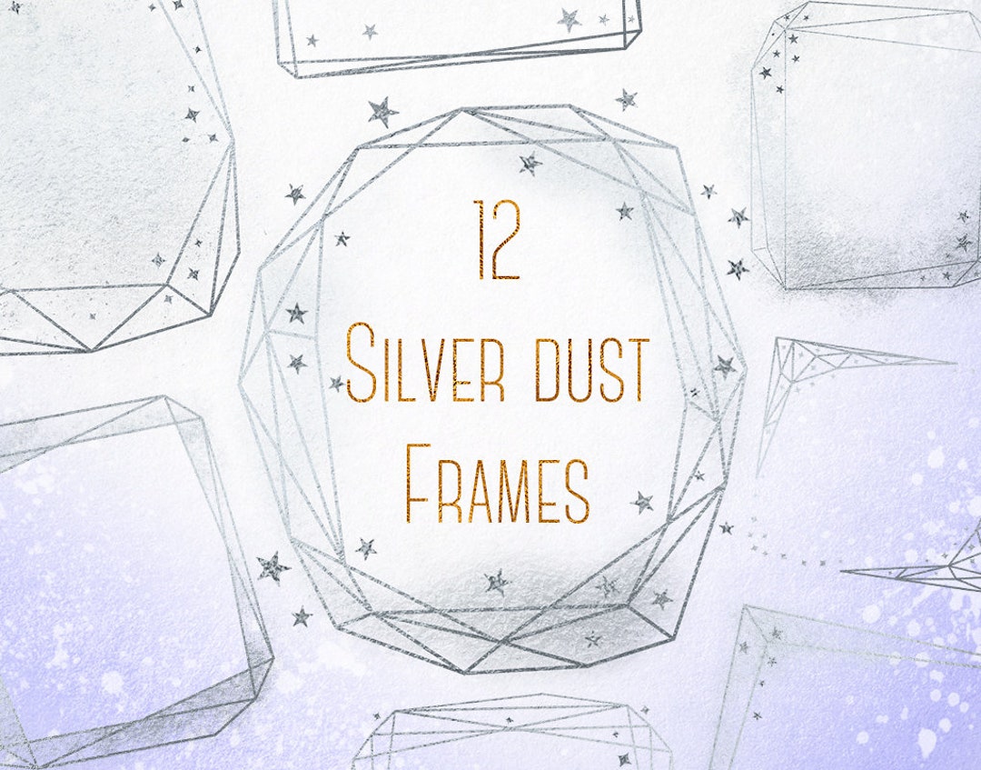 Silver Dusted Crystal Frames Clipart, Silver Polygonal Frames Clip Art ...