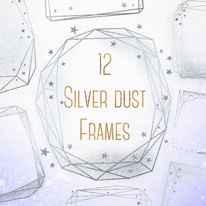 Silver Dusted Crystal Frames Clipart, Silver Polygonal Frames Clip Art ...