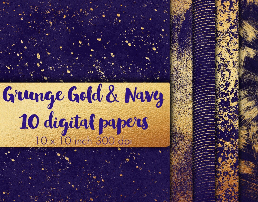 Gold Navy Digital Paper, Gold Abstract Textures, Gold Background ...
