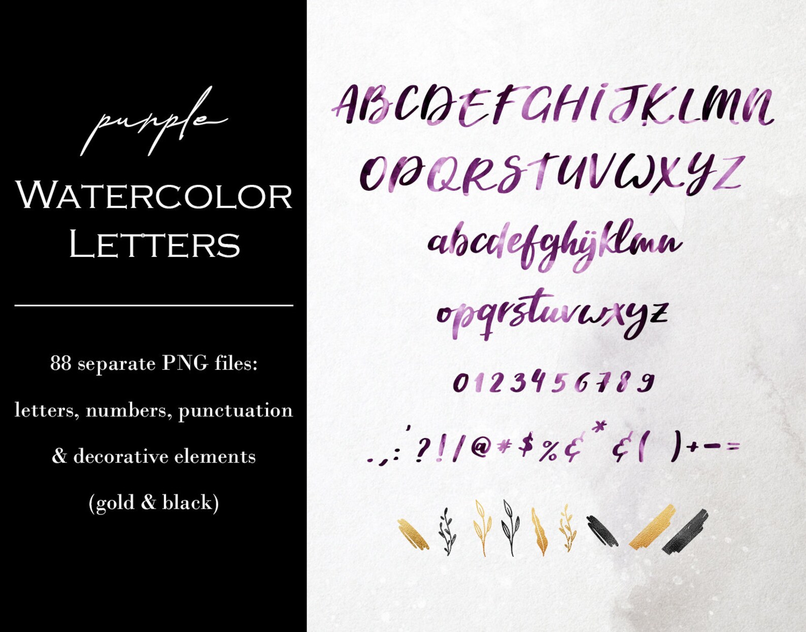 Purple Watercolor Letters Clipart Watercolor Alphabet - Etsy