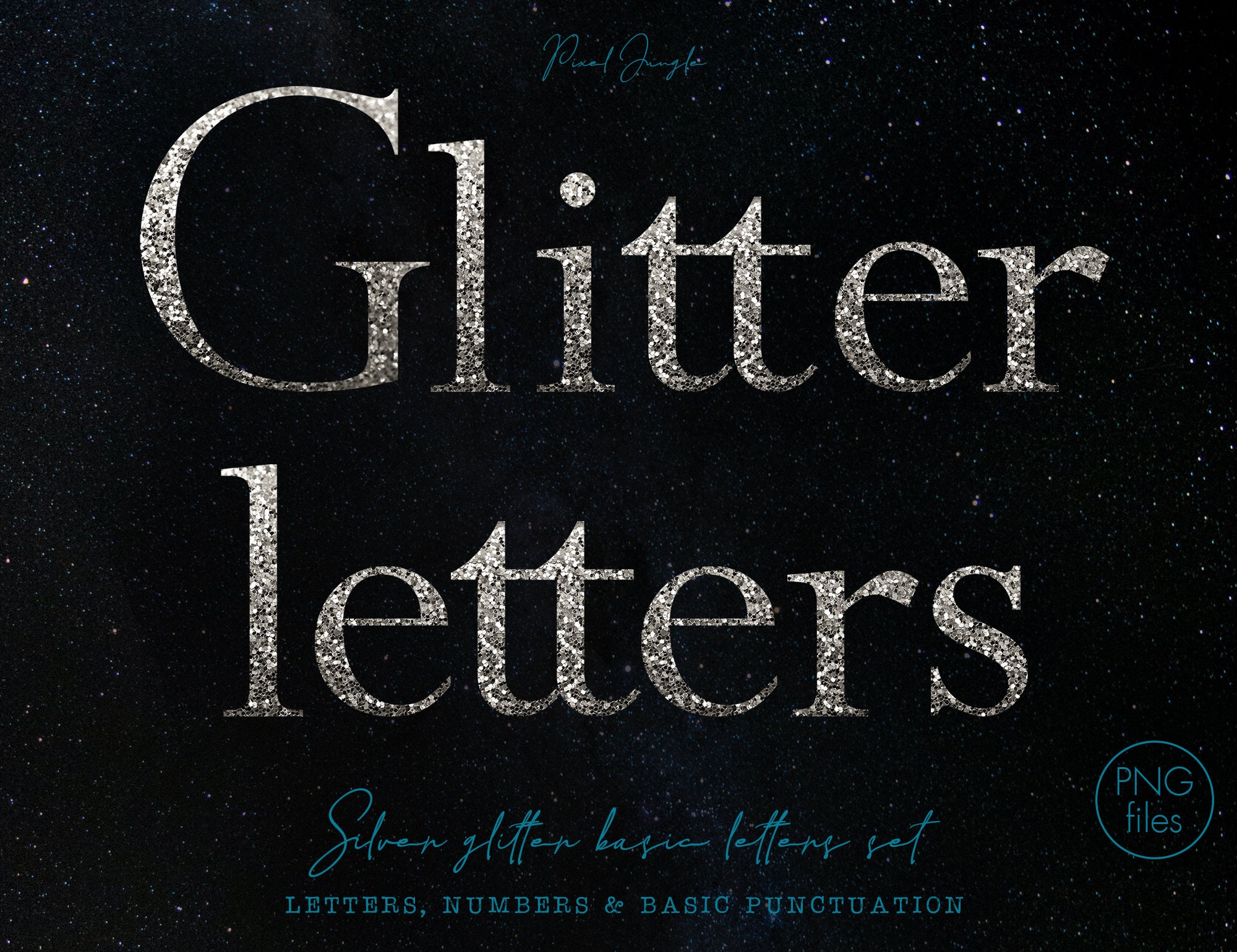 Silver Glitter Alphabet Clipart: PNG Letter Overlays (digital Download ...