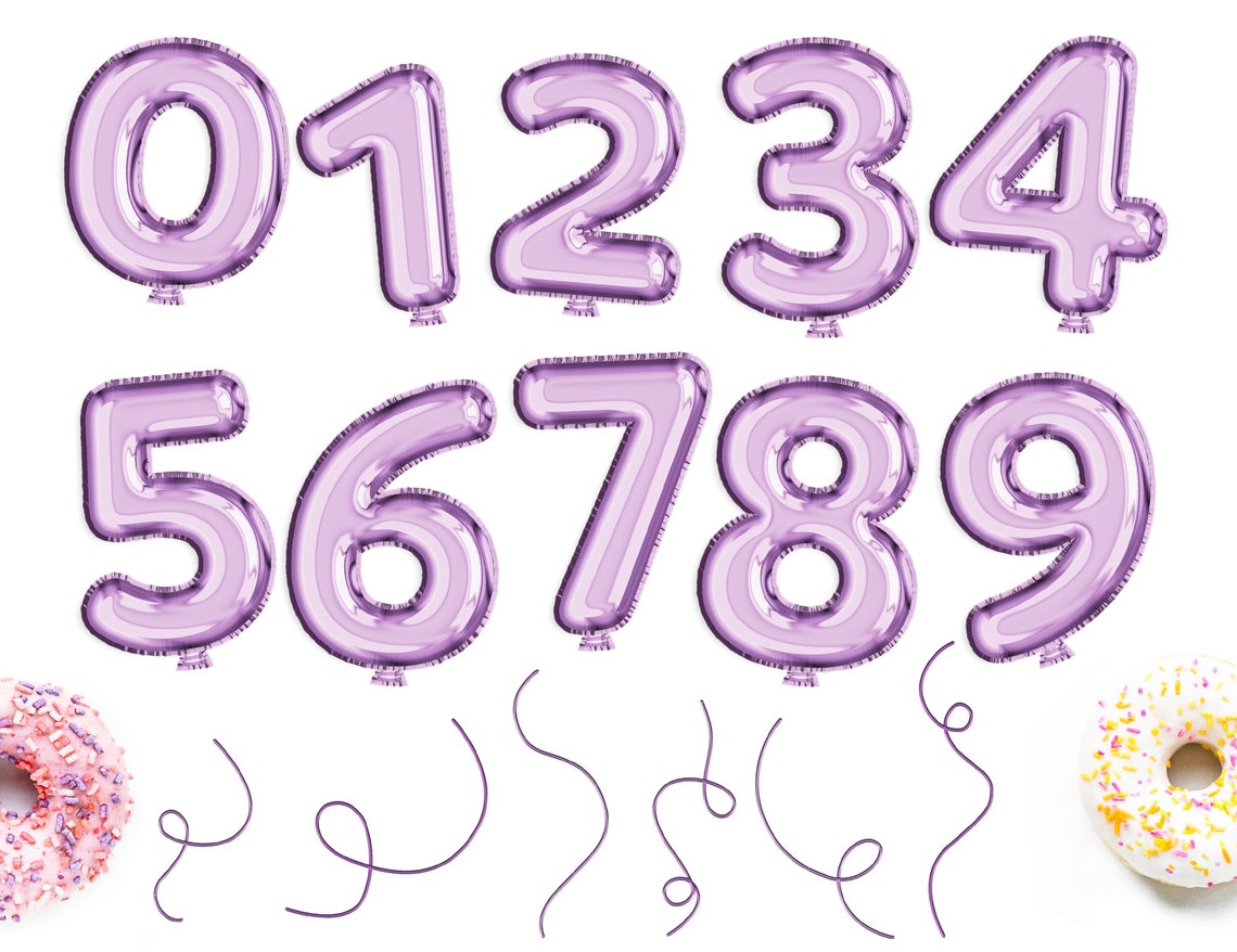 Birthday Balloon Clipart Lilac Balloon Numerals Purple - Etsy Canada