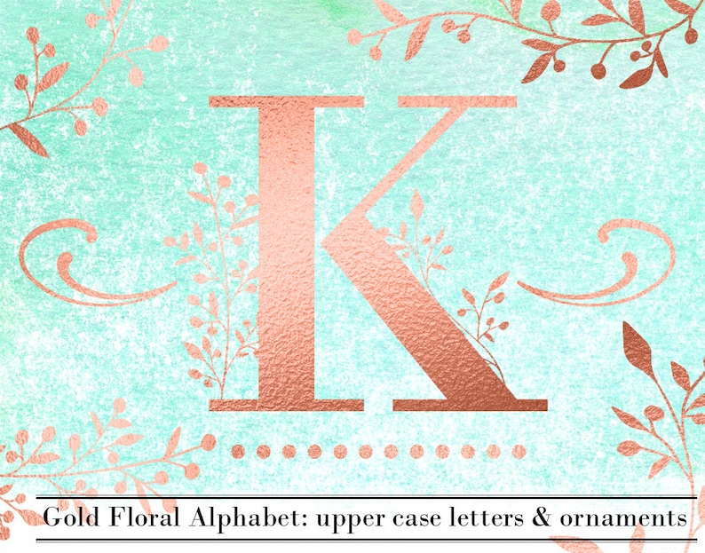 Rose gold monogram alphabet clipart Wedding Rose gold | Etsy