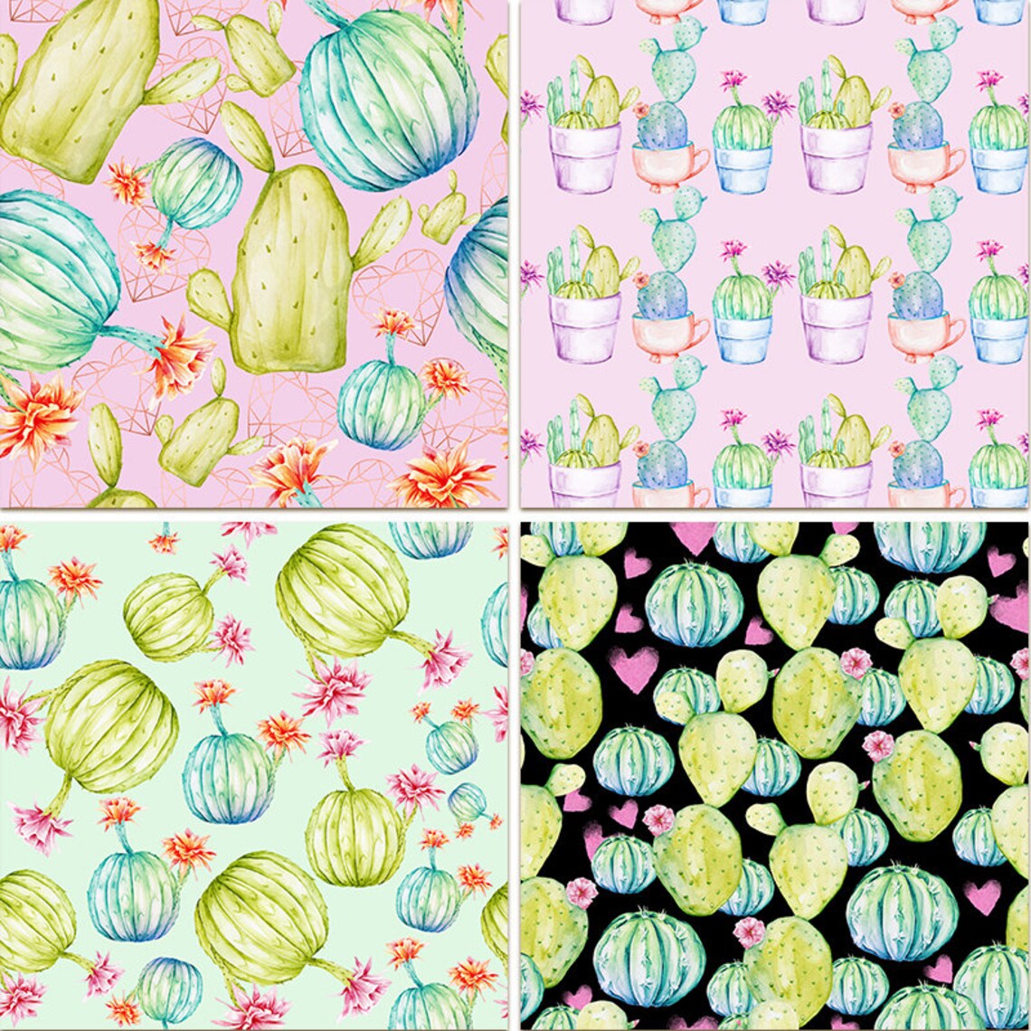 Cactus Seamless Digital Paper Cactus Paper Floral Seamless | Etsy