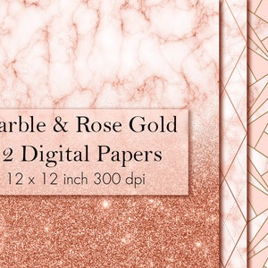 Rose Gold and Marble Abstract Paper, Marble Textures, Rose Gold ...