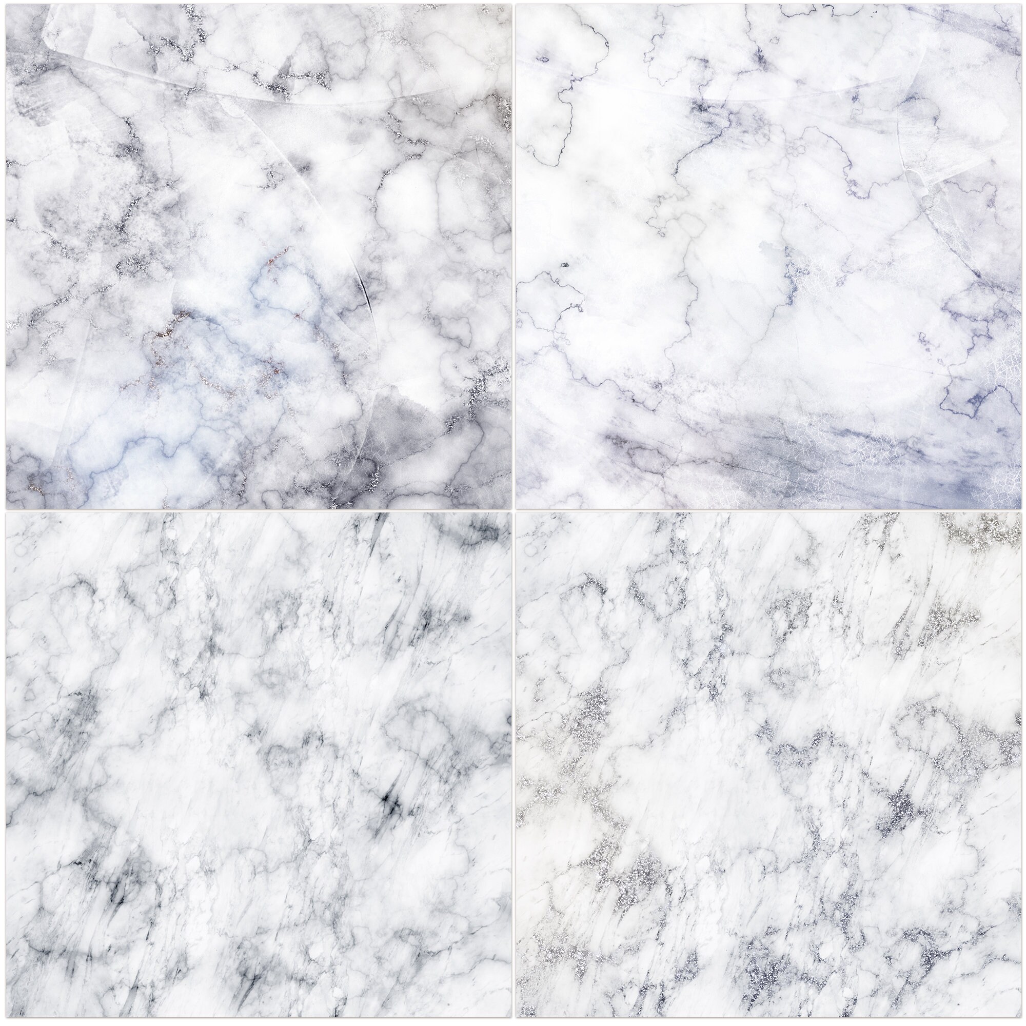 White marble digital papers Marble with silver glitter | Etsy