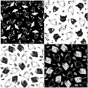 Halloween Seamless Patterns, Black and White Halloween Digital Papers ...