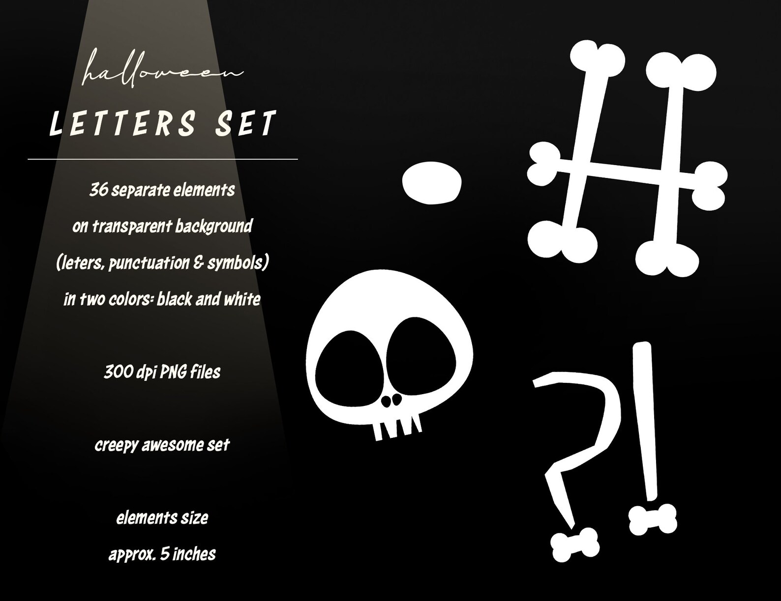 Bone alphabet clipart White bone letters clip art Black bone | Etsy