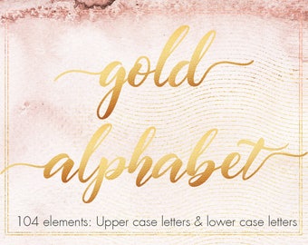 Gold Font Clipart Gold Foil Alphabet Clipartgold Alphabet - Etsy