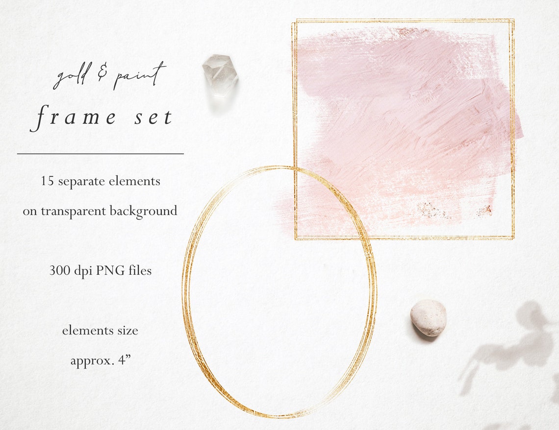 Gold and Watercolor Frame Overlays Gold Foil Frames Gold | Etsy