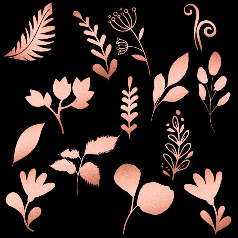 Rose Gold Floral Clipart Rose Gold Design Elements Rose Gold - Etsy