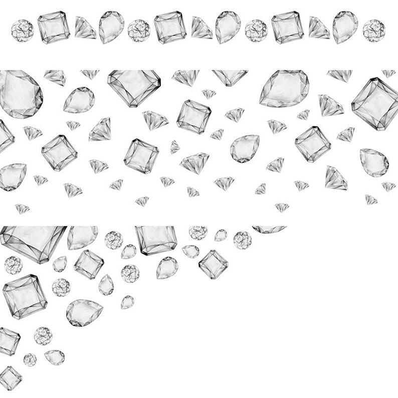 Watercolor Diamond Border Overlays, Hand Drawn Diamond Overlay ...
