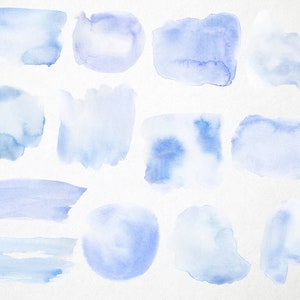 Baby Blue Watercolor Shapes on Transparent Background, Watercolor ...