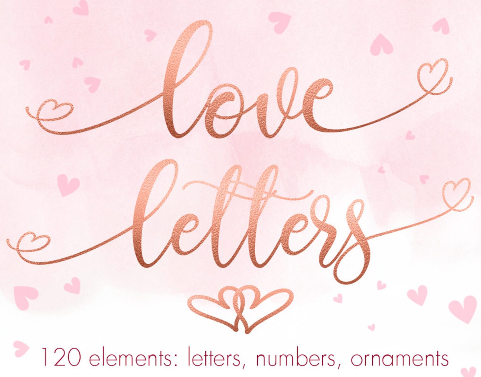 Rose Gold Font Love Letters Rose Gold Alphabet Clipart Rose | Etsy