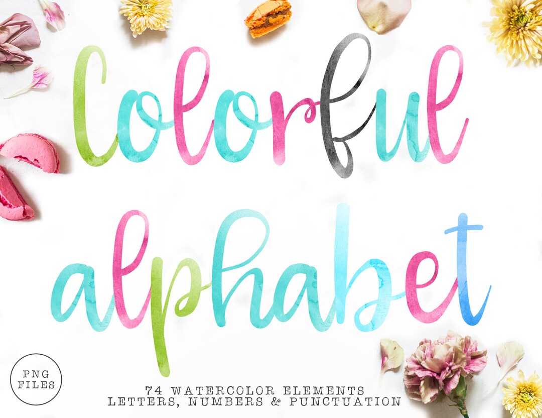 Rainbow Watercolor Alphabet Clipart, Watercolor Letters Clipart ...