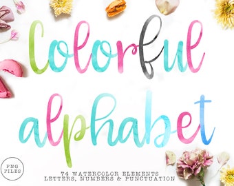 Rainbow Watercolor Letters Clipart, Rainbow Alphabet Clip Art, Rainbow ...