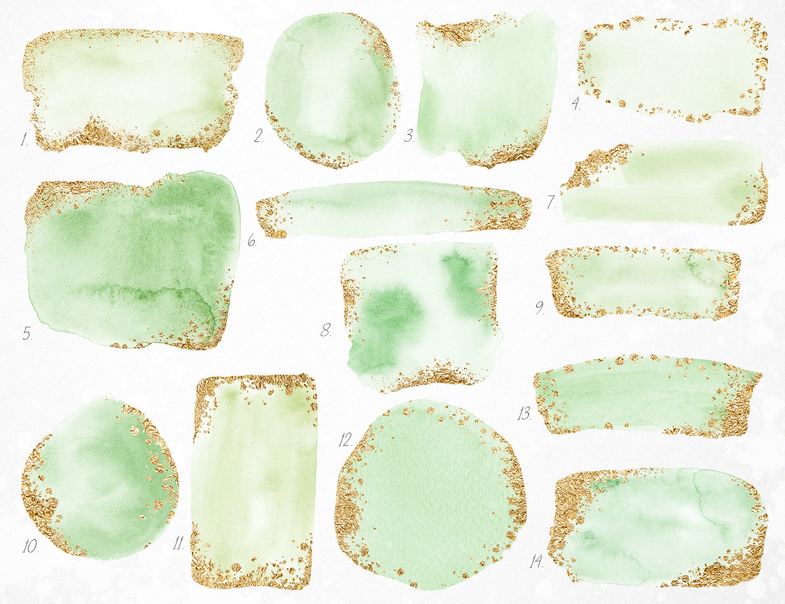 Green Watercolor Splashes With Gold Foil (PNG Digital Download) - Etsy