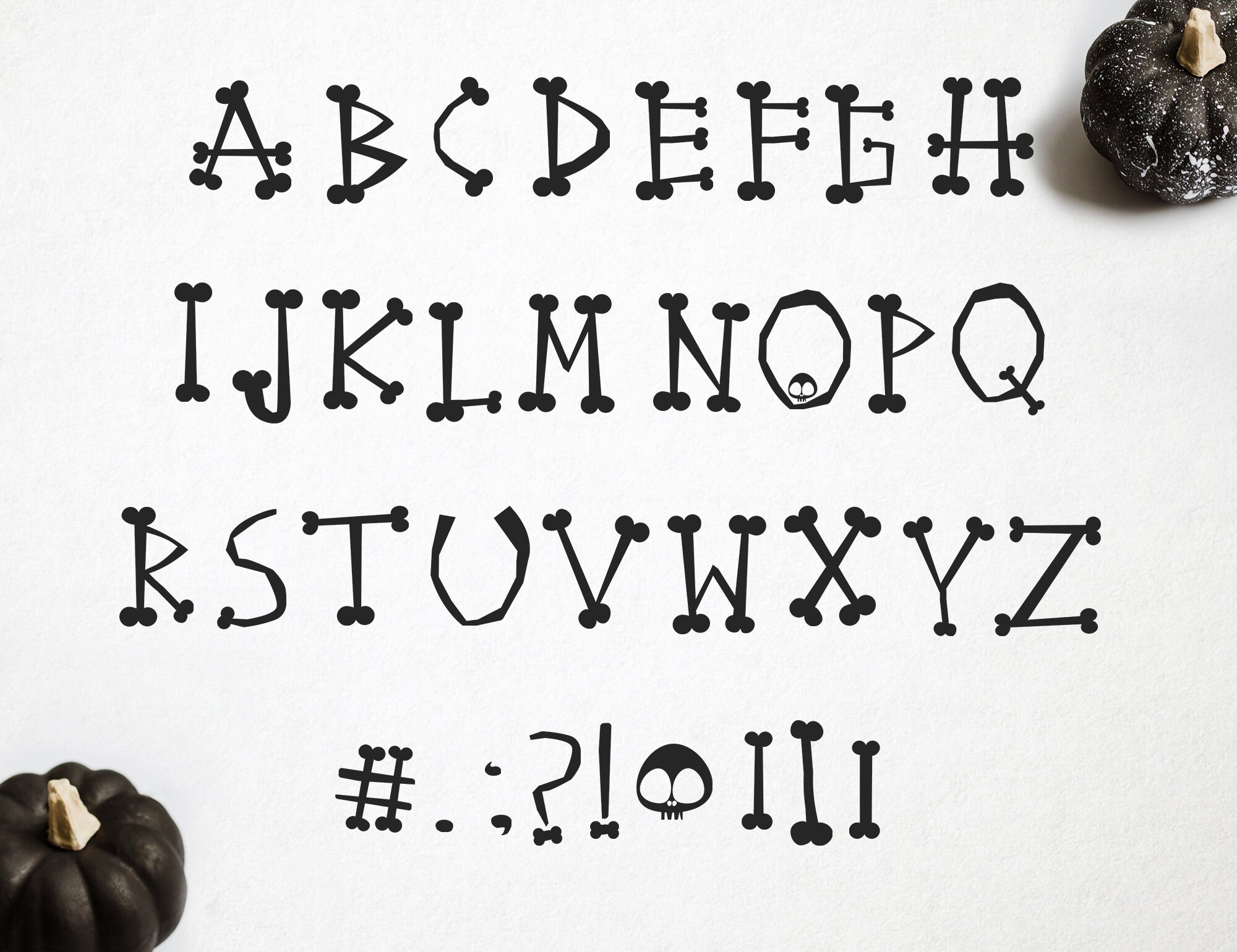 Bone Alphabet Clipart White Bone Letters Clip Art Black Bone - Etsy