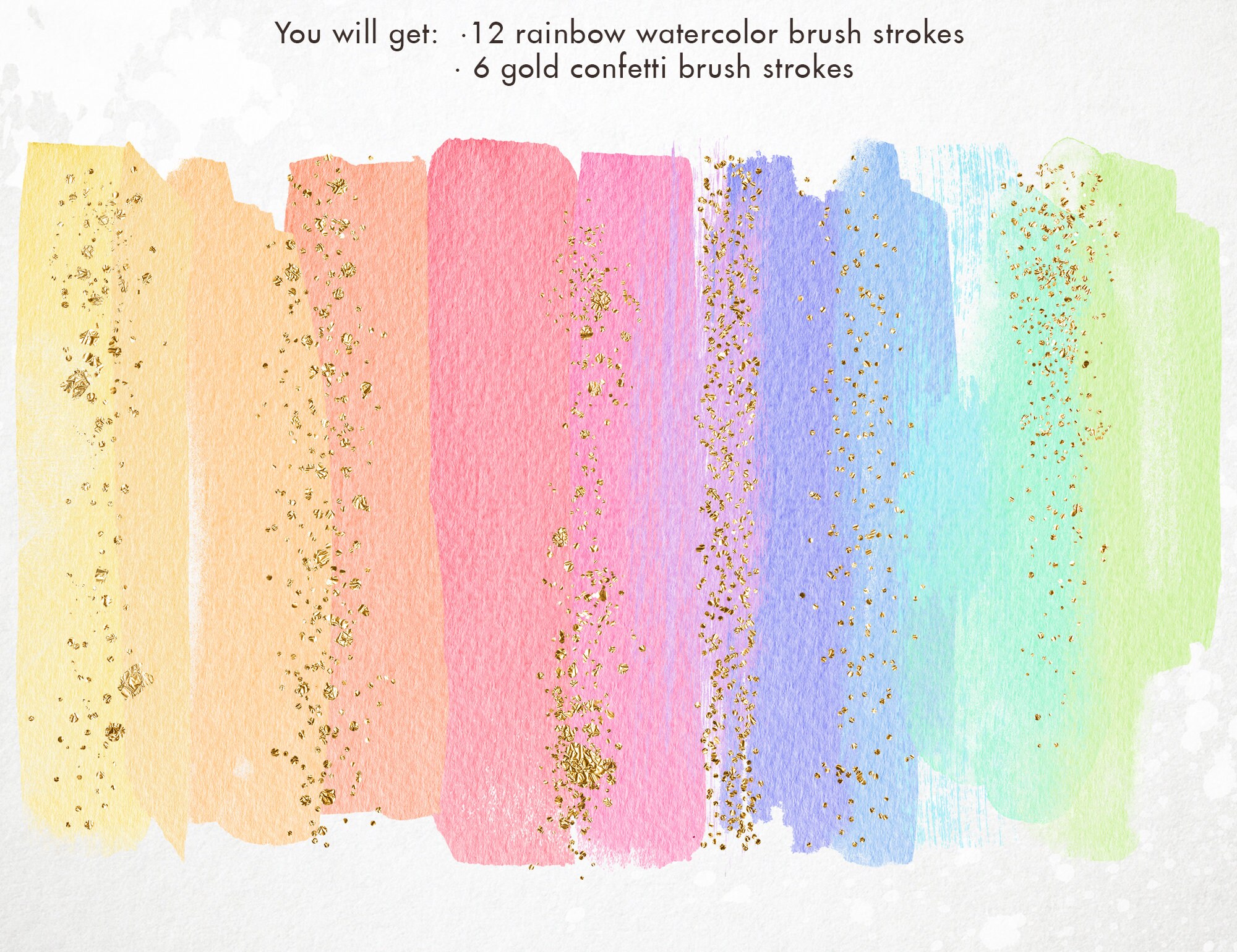 Rainbow Brush Strokes Clipart Rainbow Watercolor Brush - Etsy