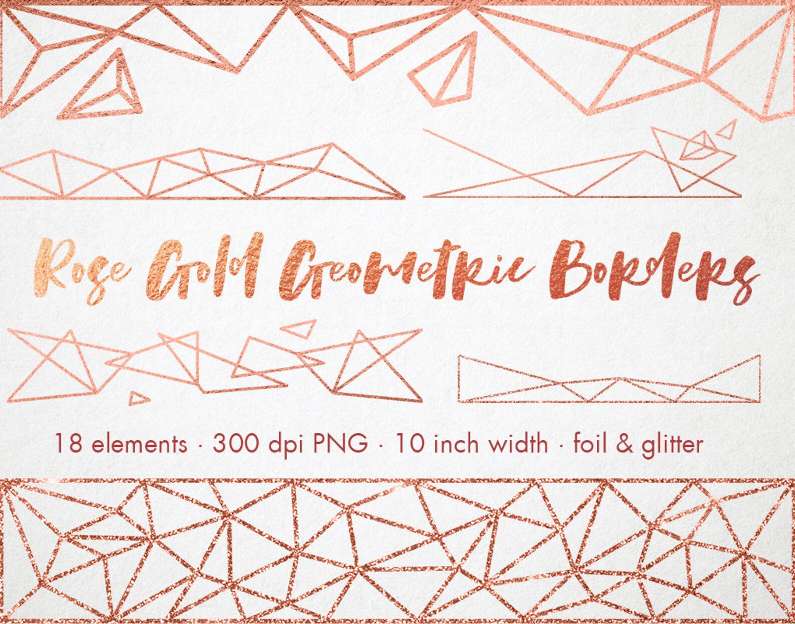 Rose Gold Geometric Borders Clipart Rose Gold Border - Etsy