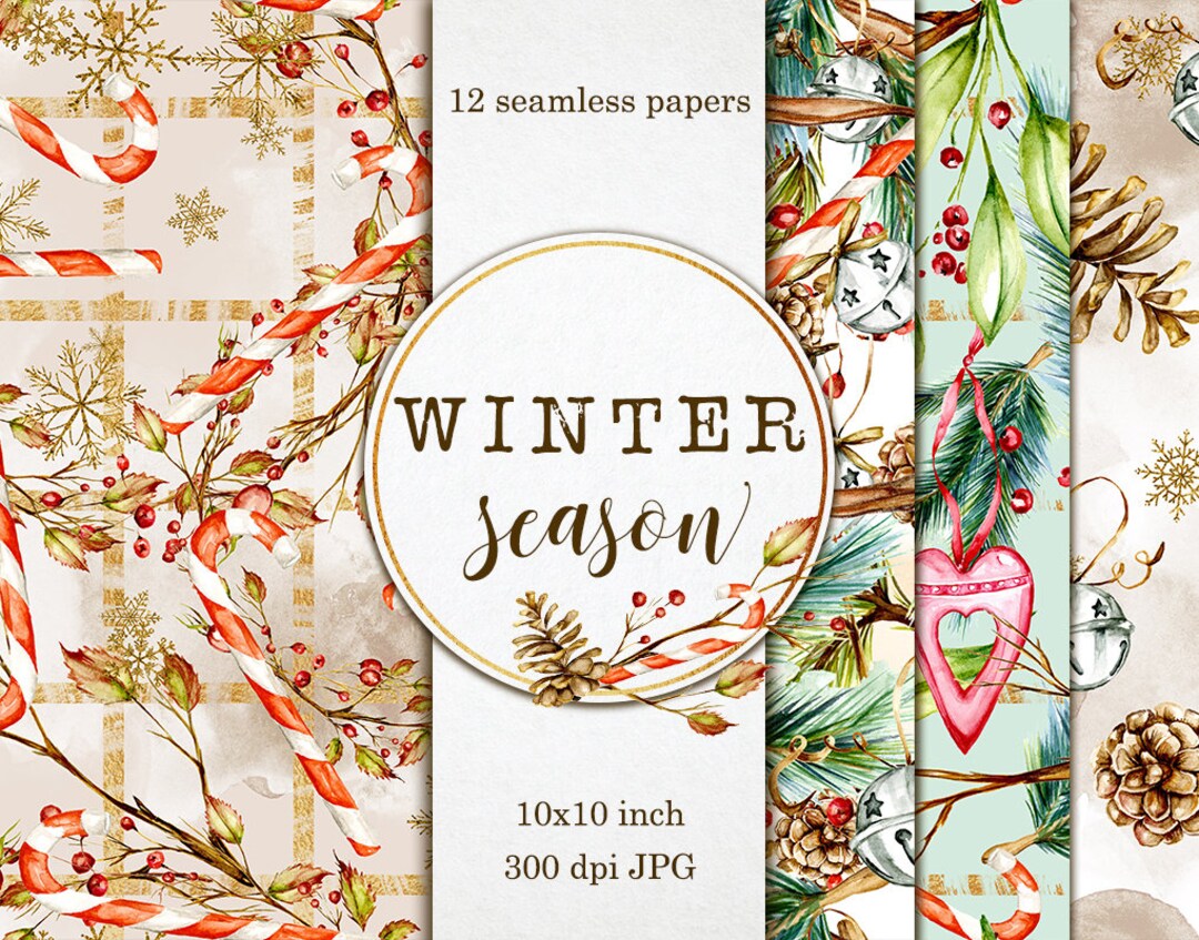 Christmas Seamless Digital Paper, Winter Clipart, Christmas Patterns ...
