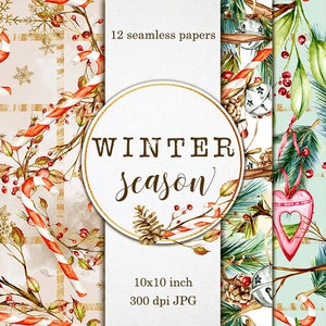 Christmas Seamless Digital Paper, Winter Clipart, Christmas Patterns ...
