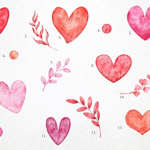 Watercolor Hearts and Wreaths, Valentine's Day Clipart, Hand Painted ...