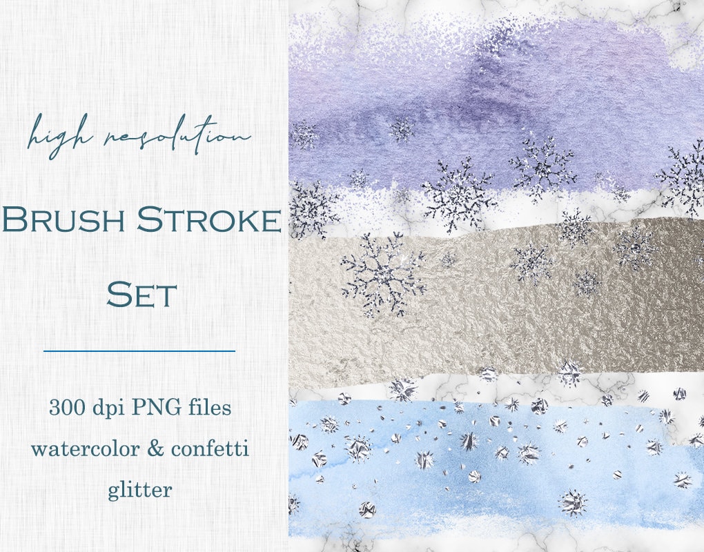 Winter confetti brush strokes Blue brush strokes clipart | Etsy