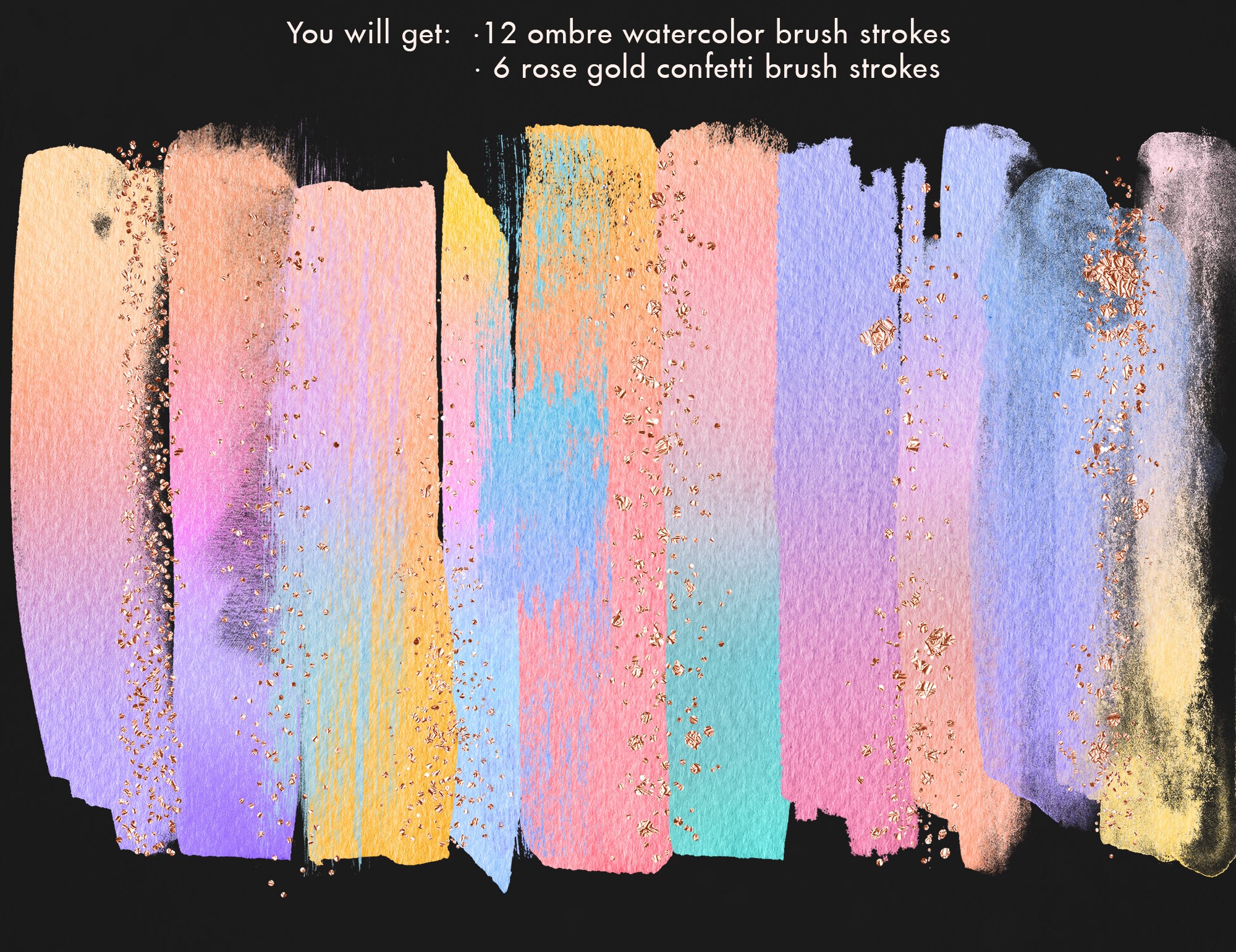 Rainbow Brush Strokes Clipart Rainbow Watercolor Brush - Etsy