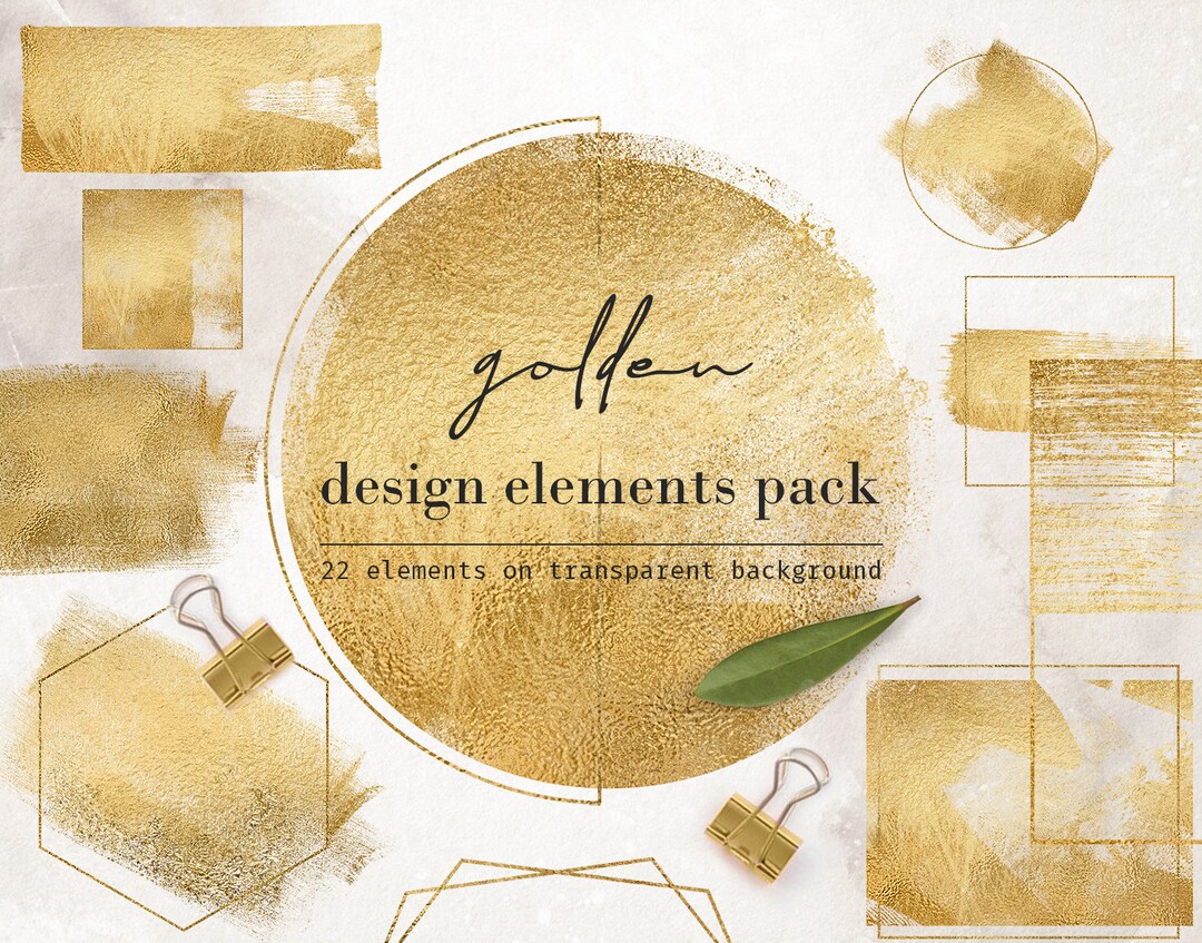 Gold Design Elements Clipart, Gold Foil Circles, Gold Squares, Gold ...