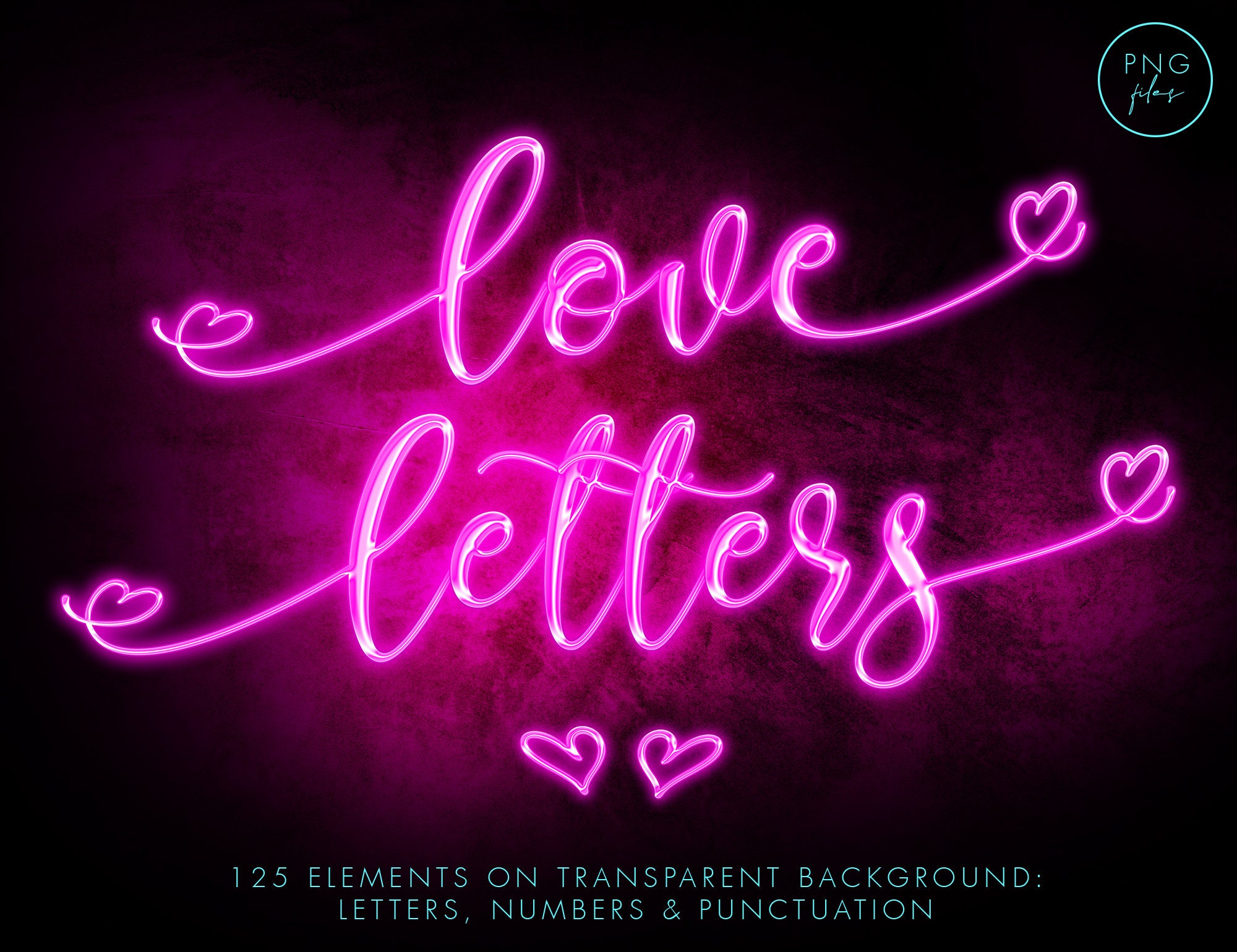 Pink Neon Alphabet Clipart Neon Letters With Hearts Neon - Etsy Canada