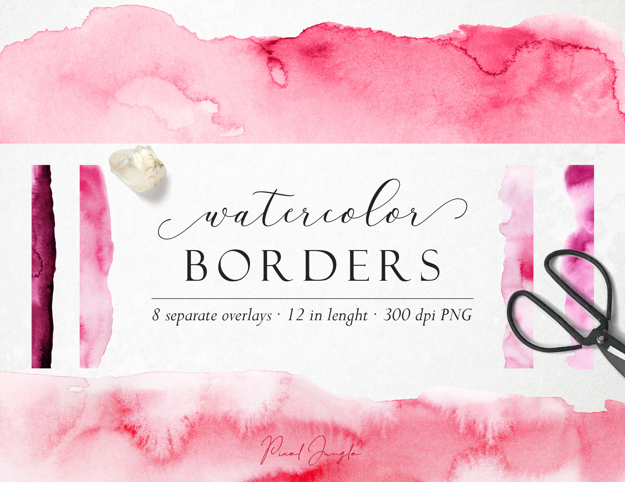 Blush Watercolor Border Overlays Border Clipart Pink Border - Etsy