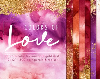 Gold and Watercolor Digital Papers Watercolor Paper Pack | Etsy