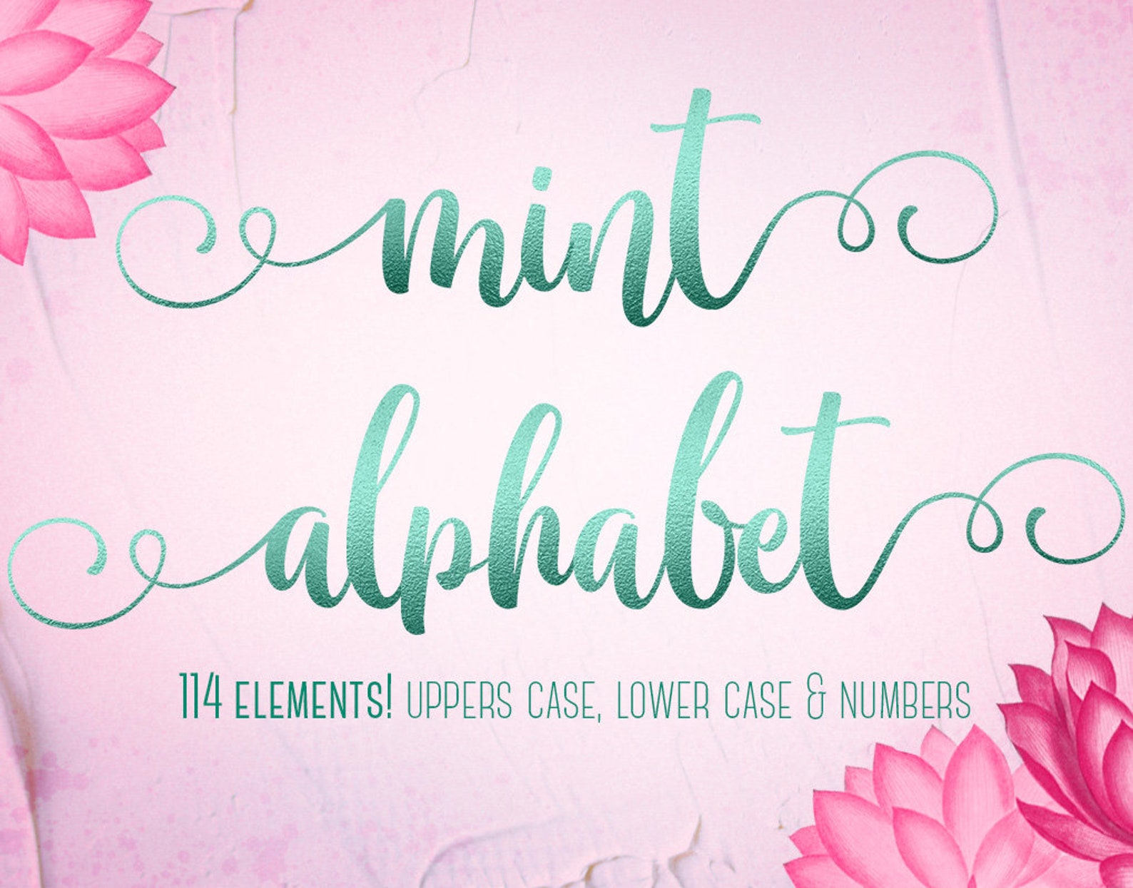 Mint Font Mint Alphabet Clipart Mint Foil Alphabet Mint | Etsy