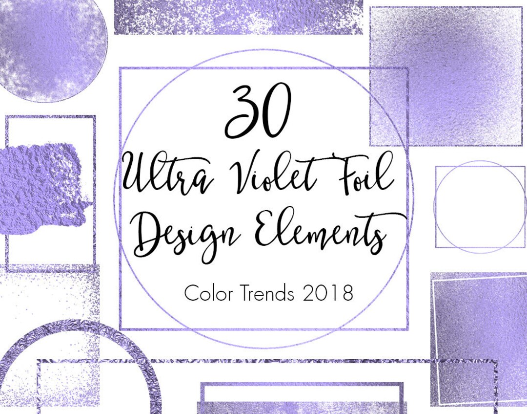 2018 Ultra Violet Design Elements Clipart, Violet Foil Design Elements ...