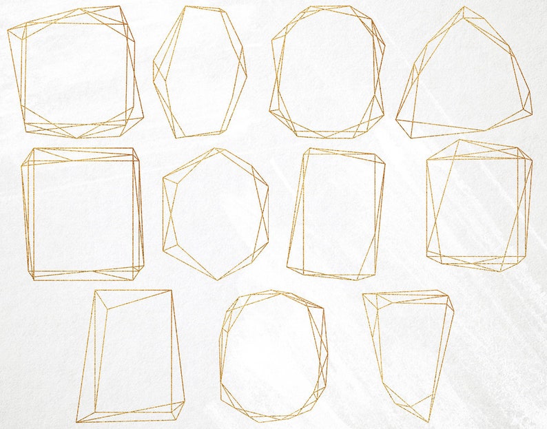 Gold geometric frames clipart Gold crystal frames clip art | Etsy