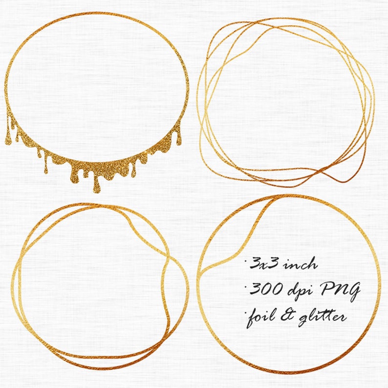 Gold Round Frames Clipart Gold Circles Clipart Circle Frame - Etsy
