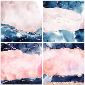 Rose Gold and Watercolor Digital Paper, Rose Gold Foil Papers, Rose ...