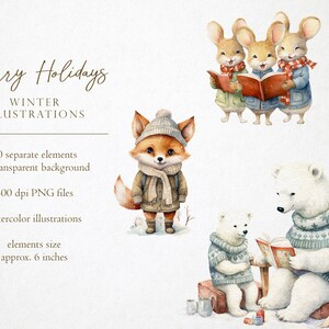 Furry Holidays Watercolor Clip Art, Rabbit Clipart, Winter Clip Art ...