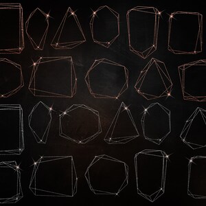 Sparkly Crystal Frames Clipart, Rose Gold Geometric Frames Clip Art ...
