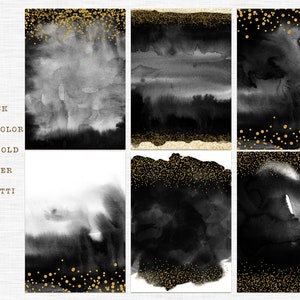 Watercolor & Gold Confetti Digital Paper, 5x7 Papers, Watercolor ...