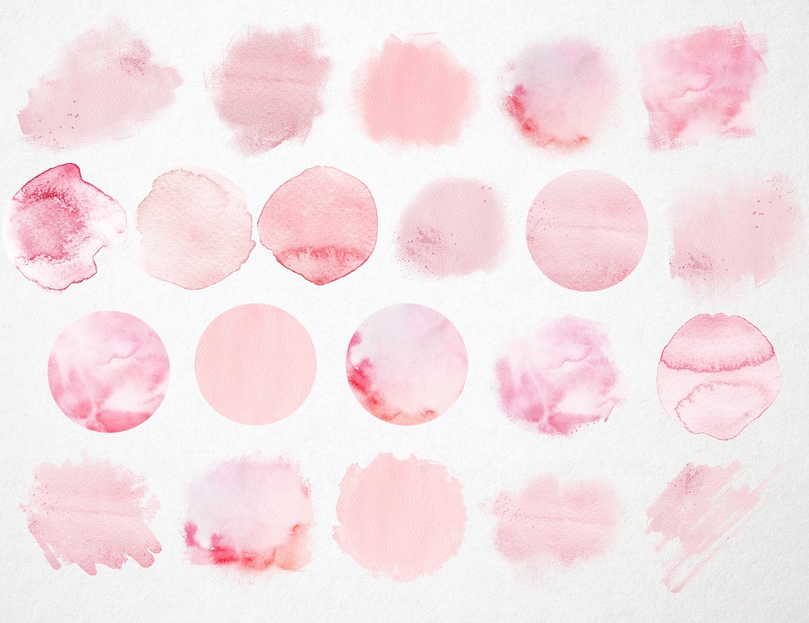 Gold Circles With Pink Watercolor Watercolor Circles for - Etsy