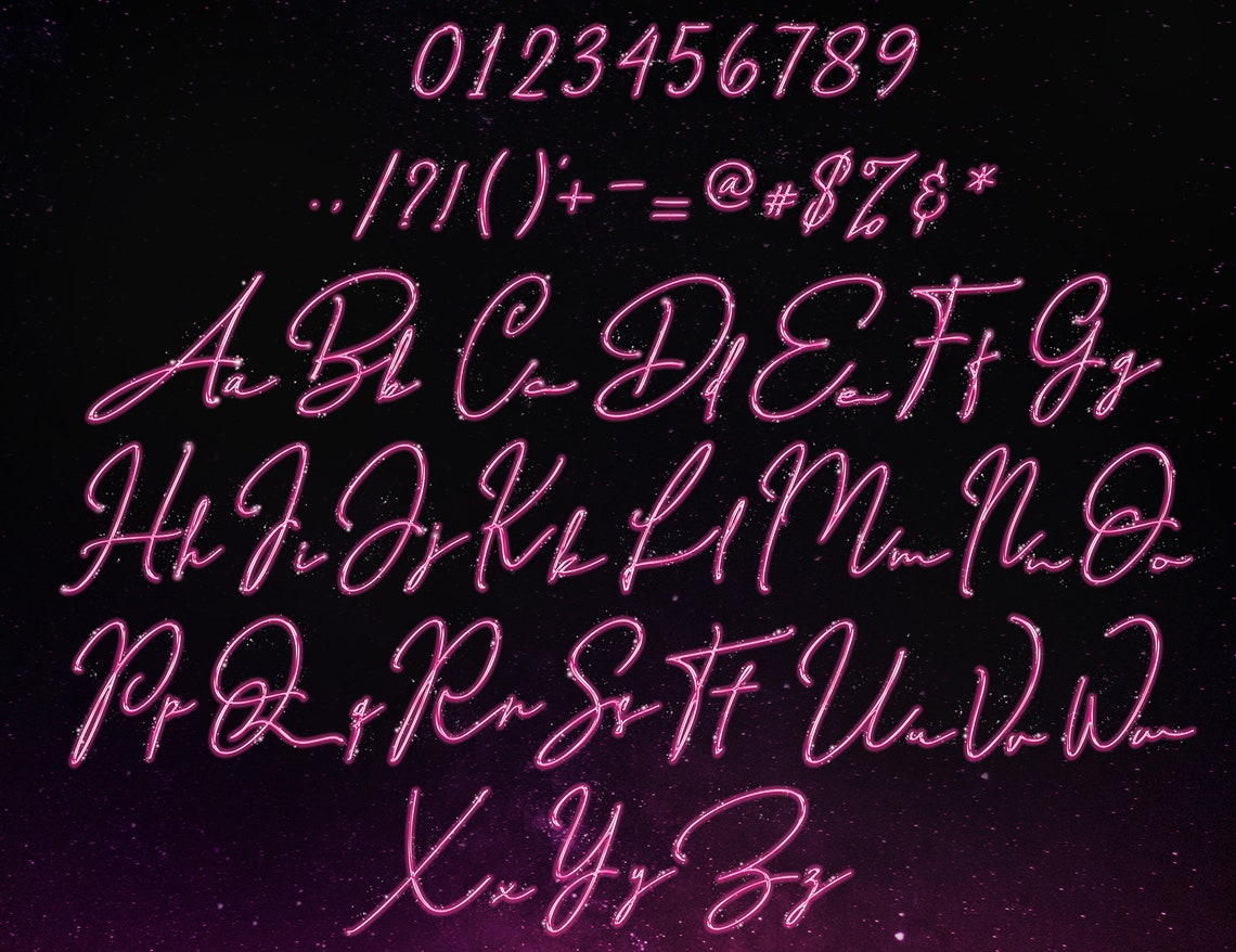 Pixie Neon Alphabet Clipart Pink Glowing Letters Png Neon - Etsy