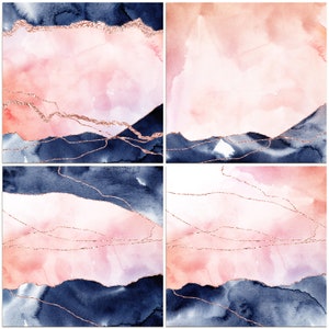 Rose Gold and Watercolor Digital Paper, Rose Gold Foil Papers, Rose ...