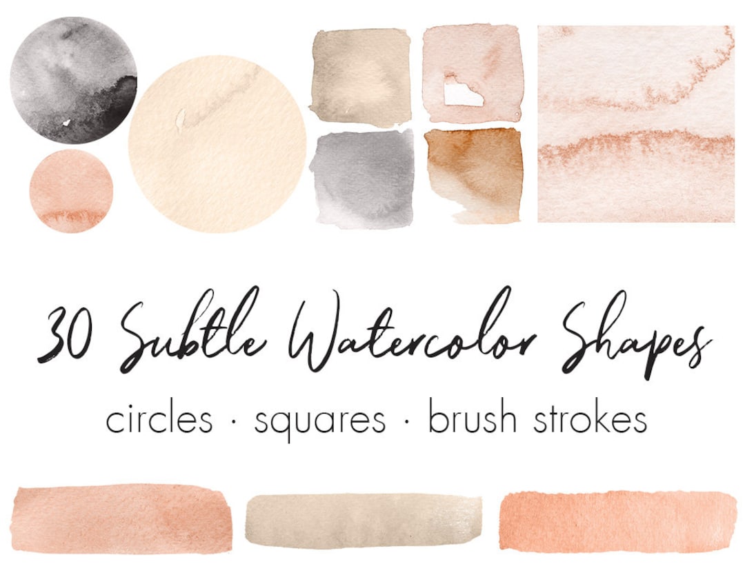 Watercolor Shapes, Watercolor Brush Strokes Clipart, Circle, Square ...