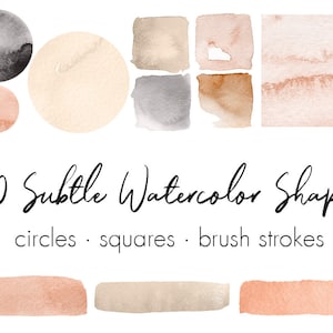 Watercolor Shapes, Watercolor Brush Strokes Clipart, Circle, Square ...