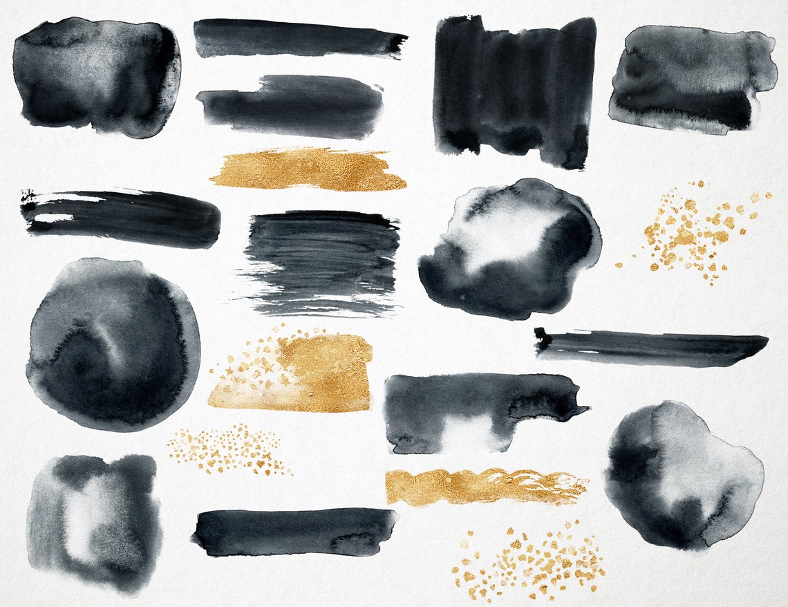 Gold and Black Watercolor Design Kit Black Watercolor Design - Etsy