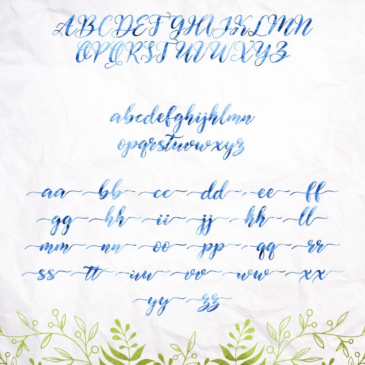 Buy 3 pay for 2 Blue watercolor alphabet clipart Watercolor | Etsy